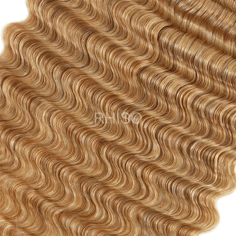 RhisoHair #27 Honey Blonde Deep Wave Crochet Hair Machine Made Feather ...