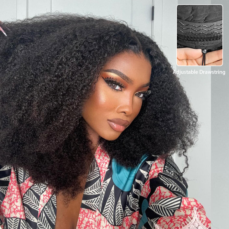 Afro Curly Half Wig Human Hair 3 In 1 Beginner Friendly Glueless Wear ...