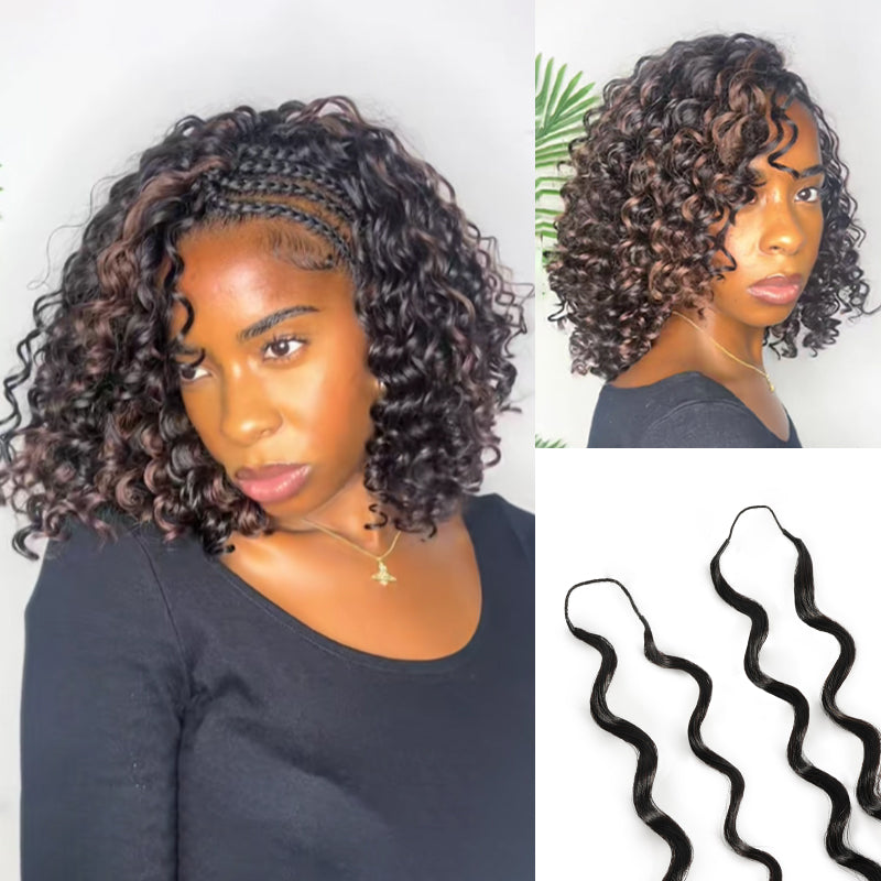 RhisoHair 3Packs #4 Chocolate Brown With 2Packs Natural Black Deep Wav ...